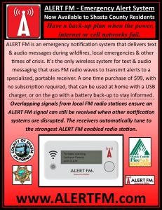 ALERT FM to Deliver Messages to Shasta County Residents for Fire Evacuation