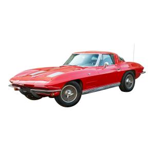 Red 1963 Chevrolet Corvette with the rare split rear window roars off ...