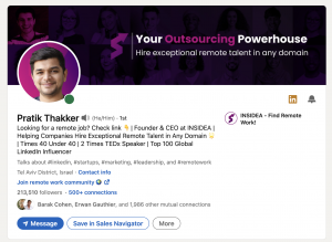 Pratik Thakker, Founder & CEO of INSIDEA, Featured in The Top 50 Emerging LinkedIn Influencers