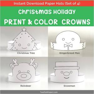 Cute Printable Christmas Paper Crown Headbands As Kids Christmas Party ...