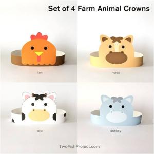 Cute Printable Farm Animals Party Hats As Costumes or Masks for Kids ...
