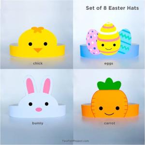 Cute Printable Easter Party Hats For Easter Party Supplies, Decorations ...