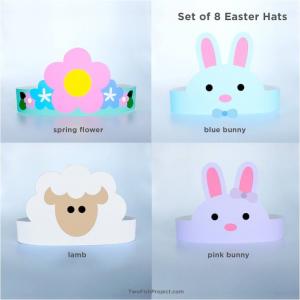 Cute Printable Easter Party Hats For Easter Party Supplies, Decorations ...