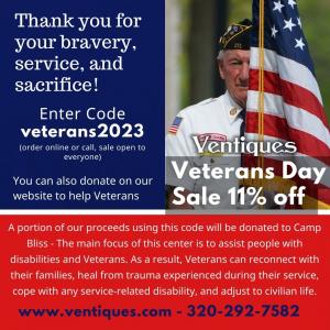 Ventiques Presents Flat 11% Off for Veterans Day Sale - AFV NEWS