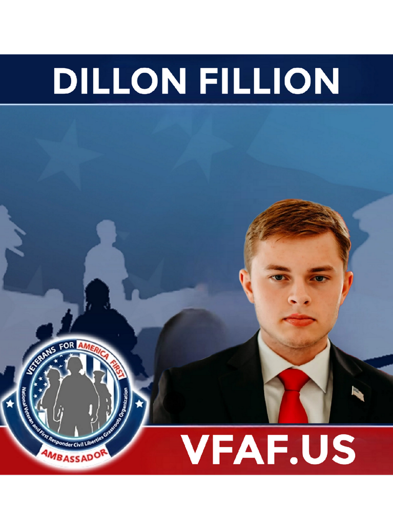 Dillon Fillion Gen-Z influencer for President Trump named Veterans for America First VFAF ...