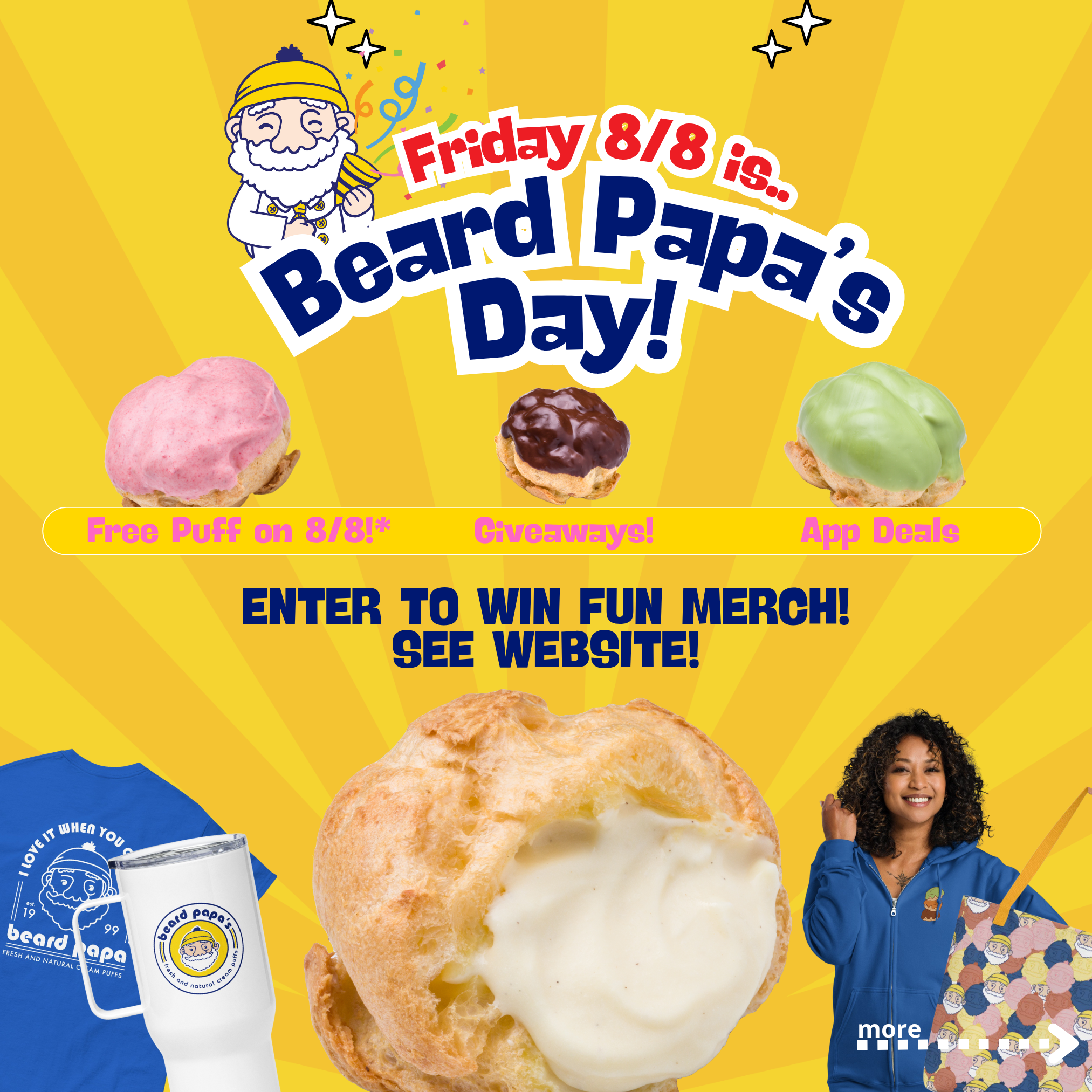 Puff Papa Beard Papa's "Baked Sweet Potato Puffs" Cream Puffs And
