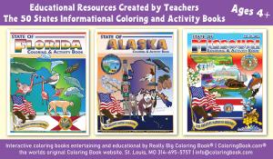 All 50 States Coloring & Activity Book Collector Set, 36 pages per ...