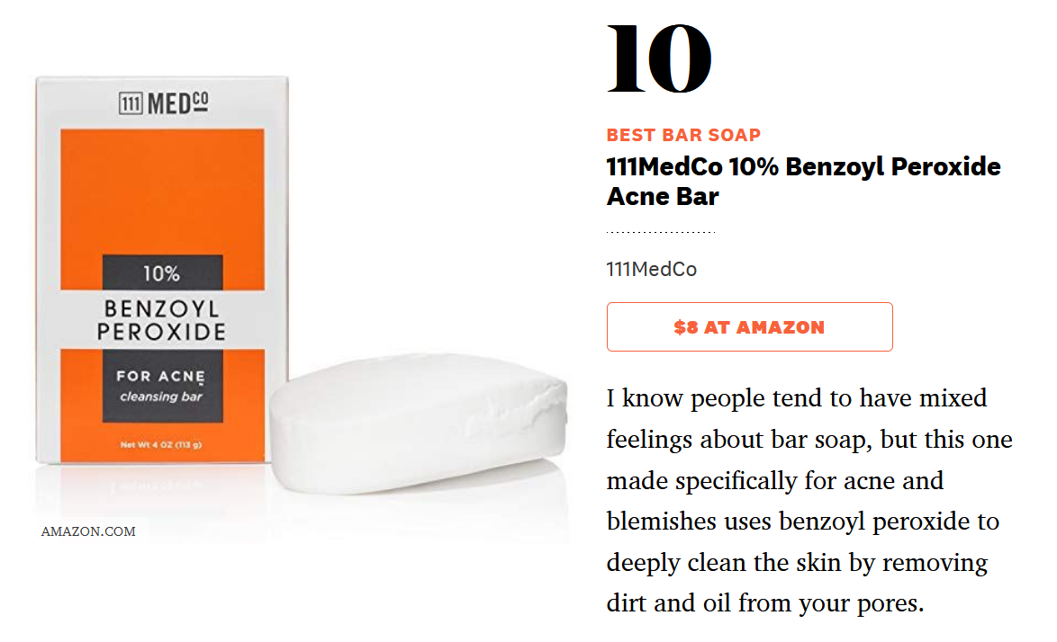 111MedCo's 10% Benzoyl Peroxide Acne Bar Chosen as Best Bar Soap To Get ...