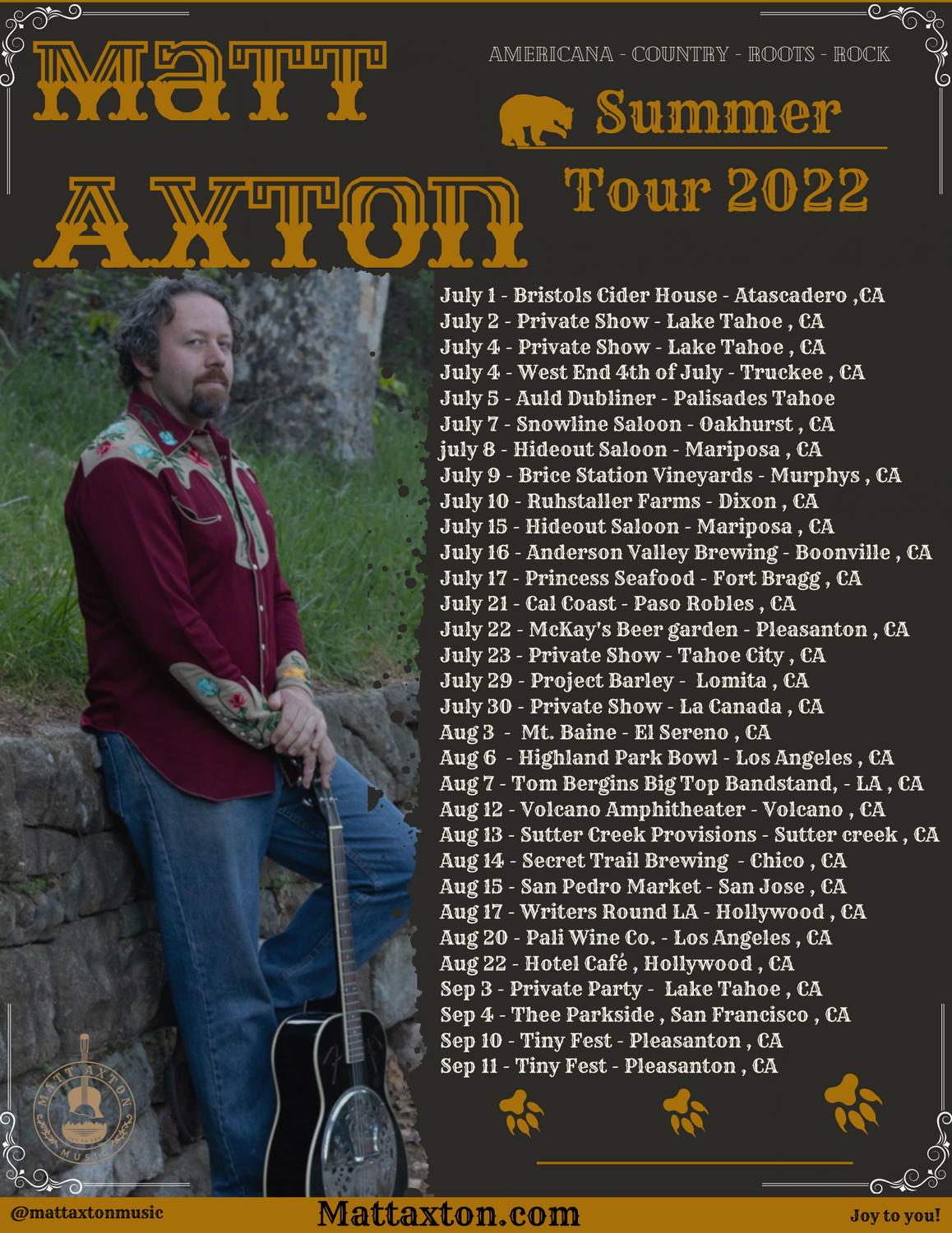 Matt Axton, renowned blueblood of Americana music, sweeps through ...