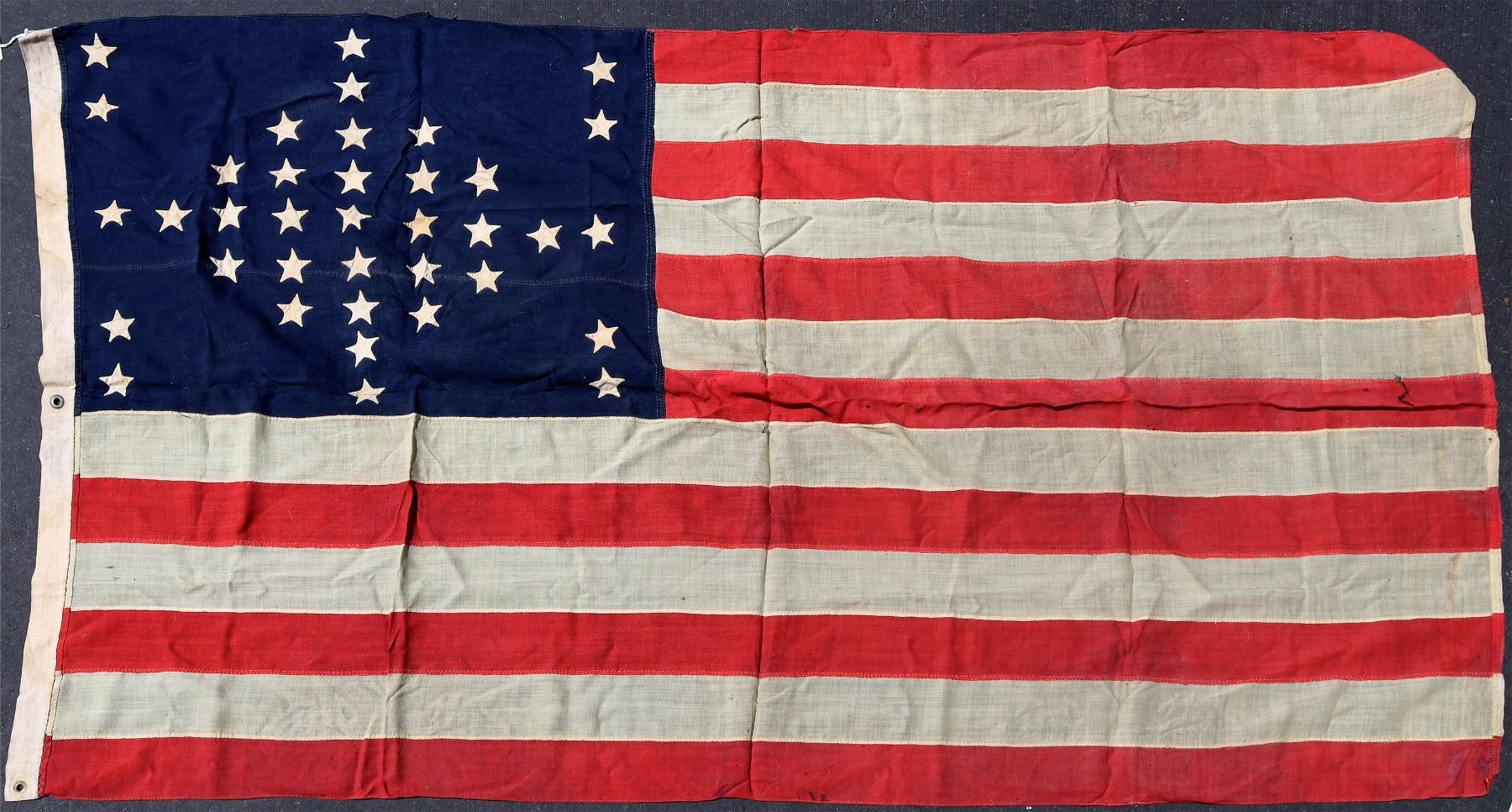 Rare 1867 American flag with 37 stars in an interesting pattern brings ...